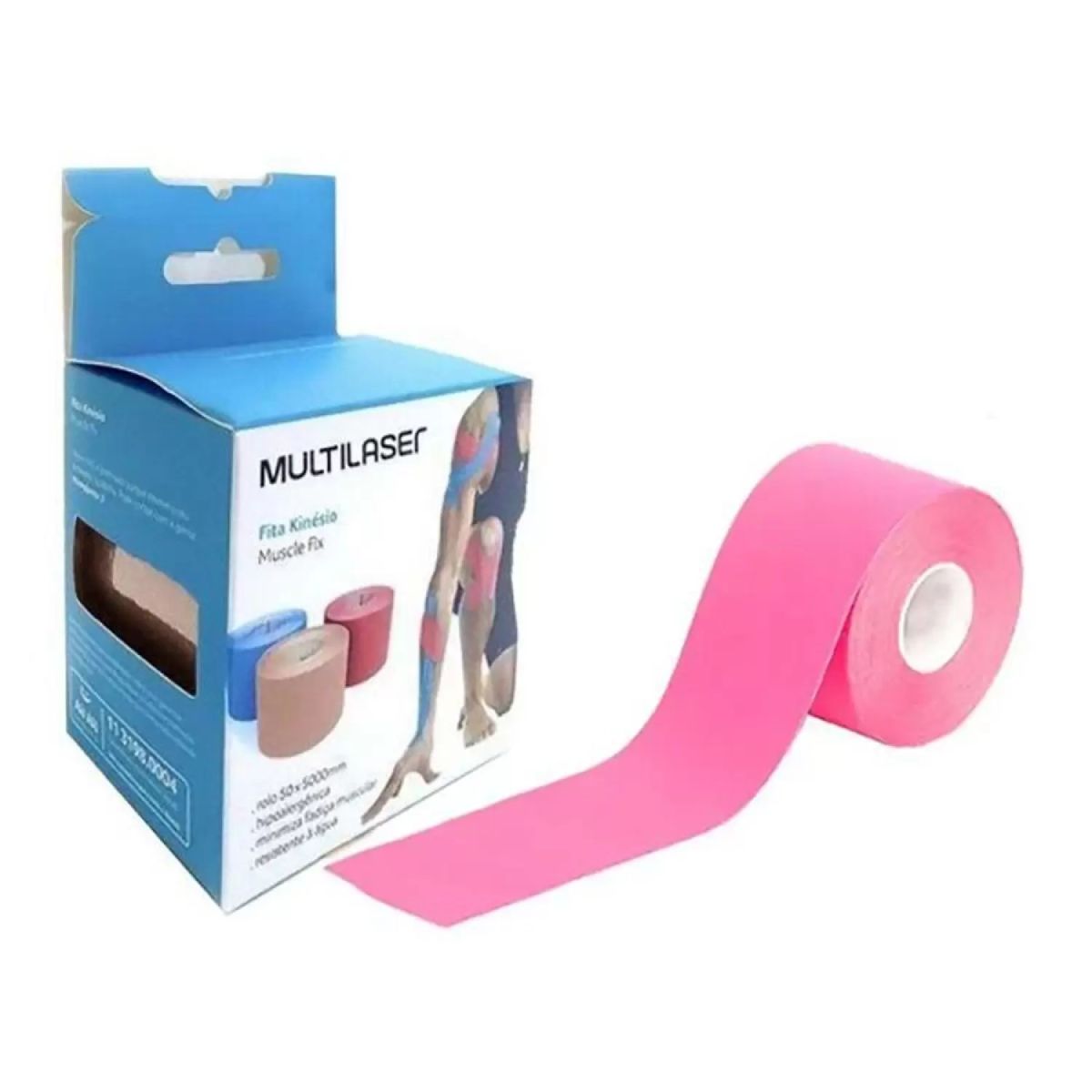 Fita Kinésio Muscle Fix Rolo Com 5cmx5m Rosa Multilaser - Drogaria Minas-Brasil