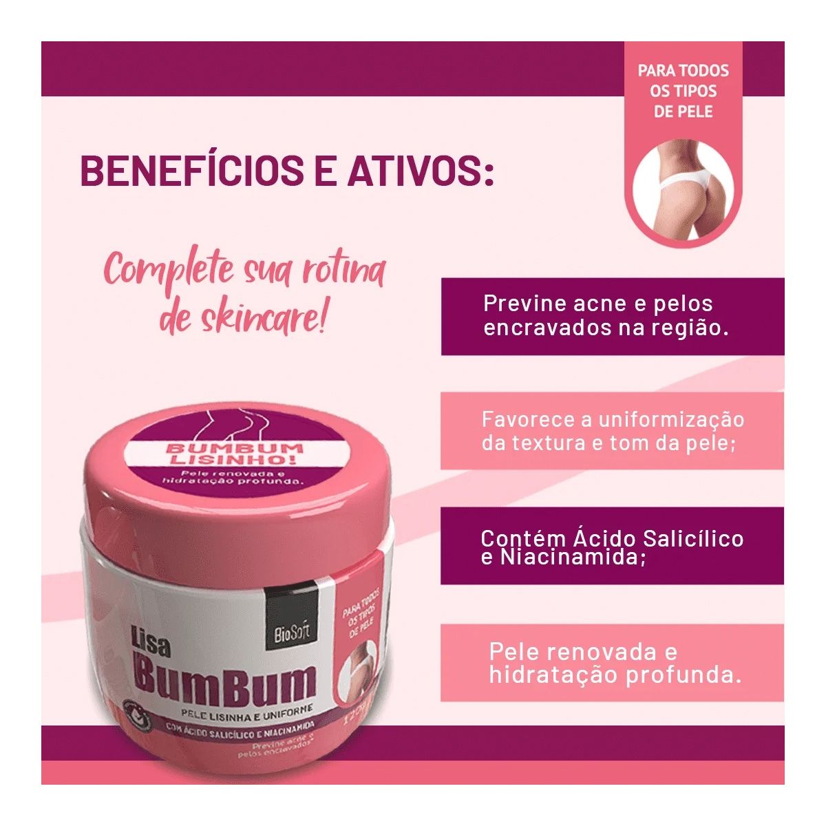 Creme Lisa Bumbum Com 120g BioSoft - Drogaria Minas-Brasil