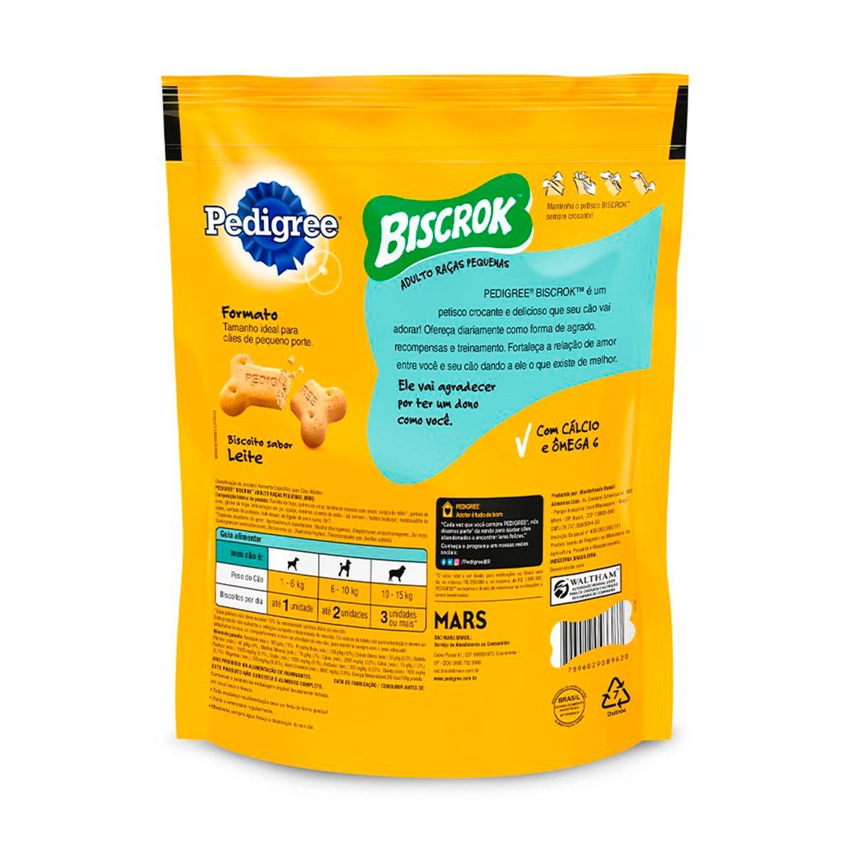 Biscoito Pedigree Biscrock Para Cães Adultos Raças Pequenas Sabor Leite ...