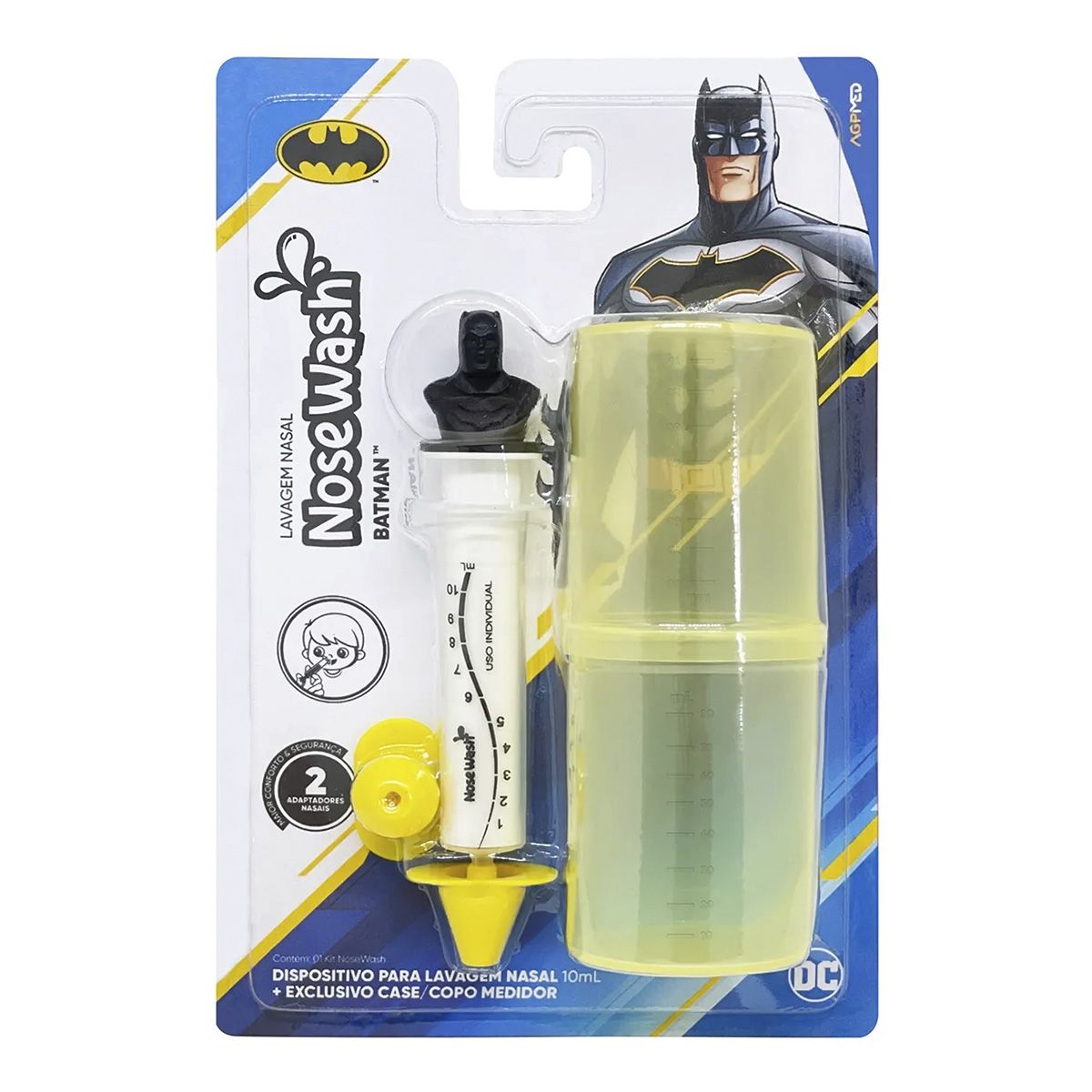 Dispositivo Para Lavagem Nasal Nosewash Batman Seringa 20ml Com Case/Copo Medidor Agpmed ...