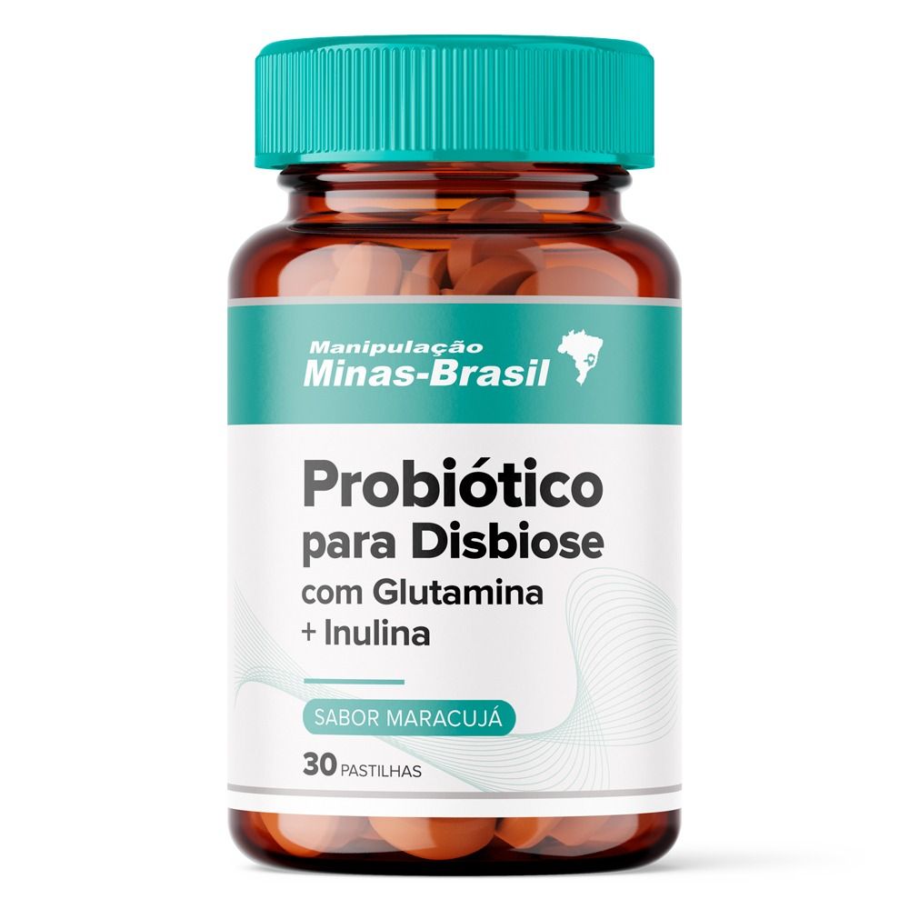 Probiótico para Disbiose com Glutamina + Inulina 30 Pastilhas Maracujá ...