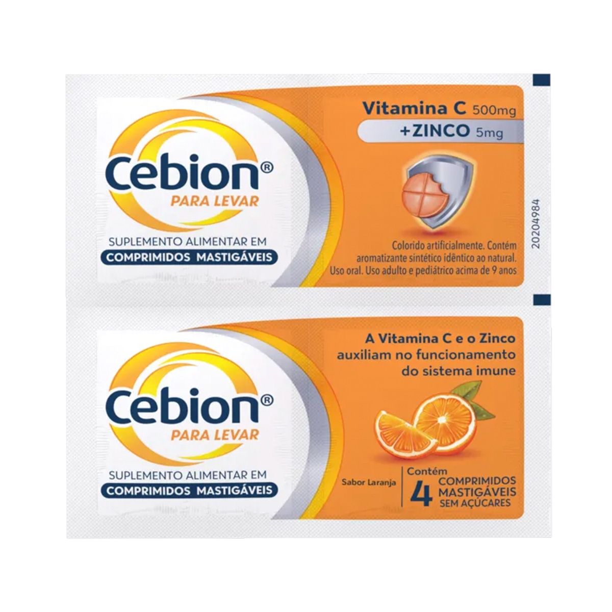Cebion Mastigável Vitamina C E Zinco 4 Comprimidos: Preço e para que serve