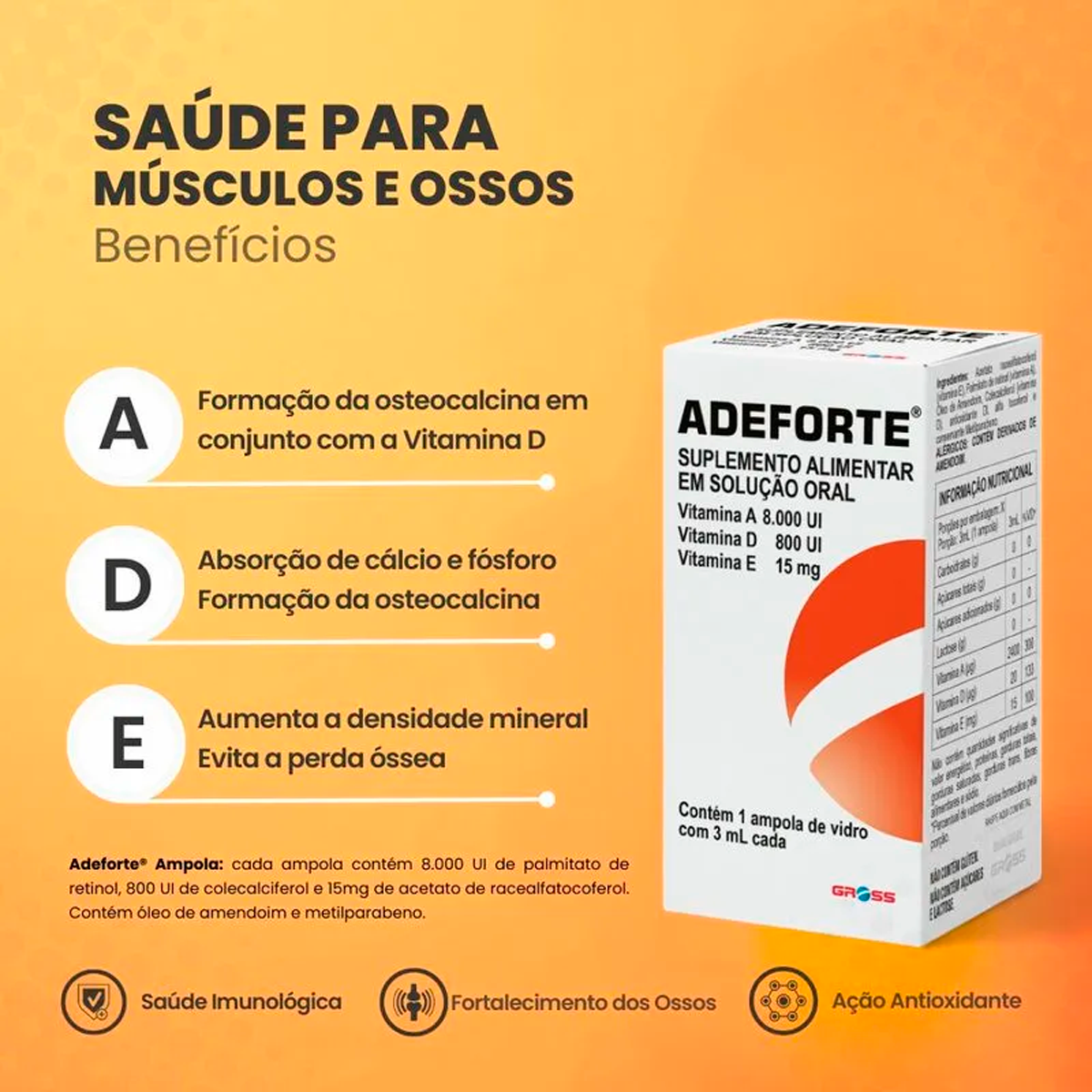 Adeforte Solução Oral 1 Ampola 3ml: Preço e para que serve