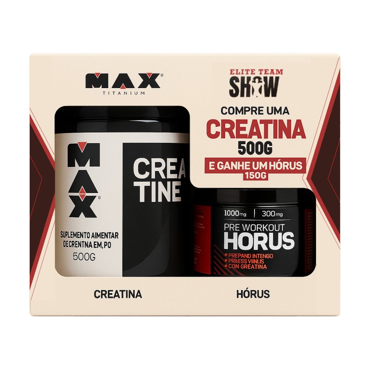 Kit Creatina 500g + Pré Treino Hórus 150g Frutas Vermelhas Elite Team ...