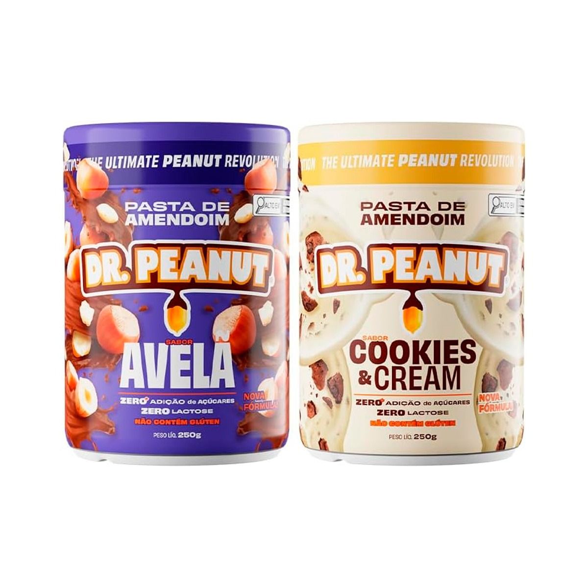 Kit Pasta De Amendoim Sabor Avelã + Cookies E Cream 250g Cada Dr Peanut ...