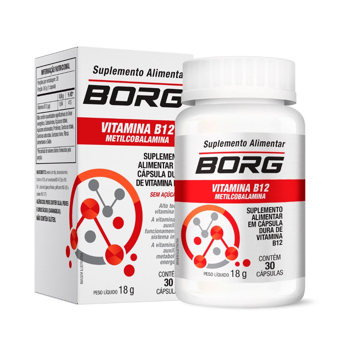 Suplemento Alimentar Borg Vitamina B12 Metilcobalamina 30 Cápsulas Borg ...