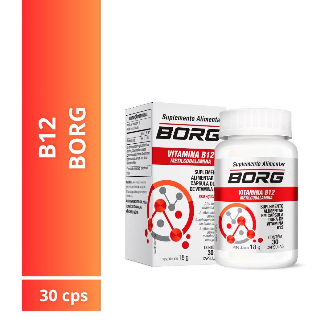 Suplemento Alimentar Borg Vitamina B12 Metilcobalamina 30 Cápsulas Borg - Drogaria Minas-Brasil
