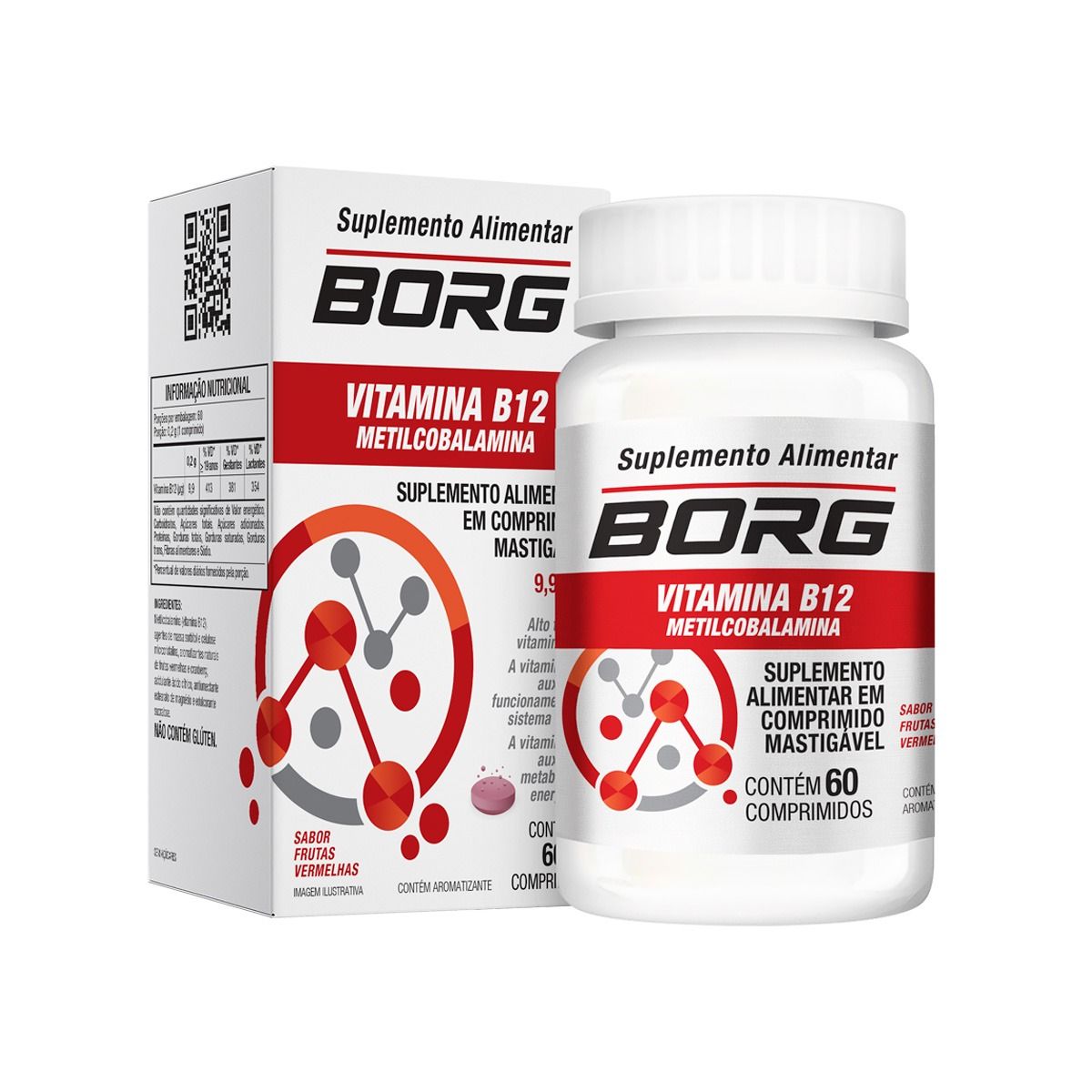 Suplemento Alimentar Vitamina B12 Frutas Vermelhas 60 Comprimidos Borg ...