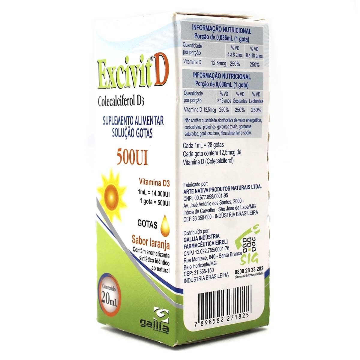 Excivit D Gotas 500Ui 20Ml: Preço e para que serve