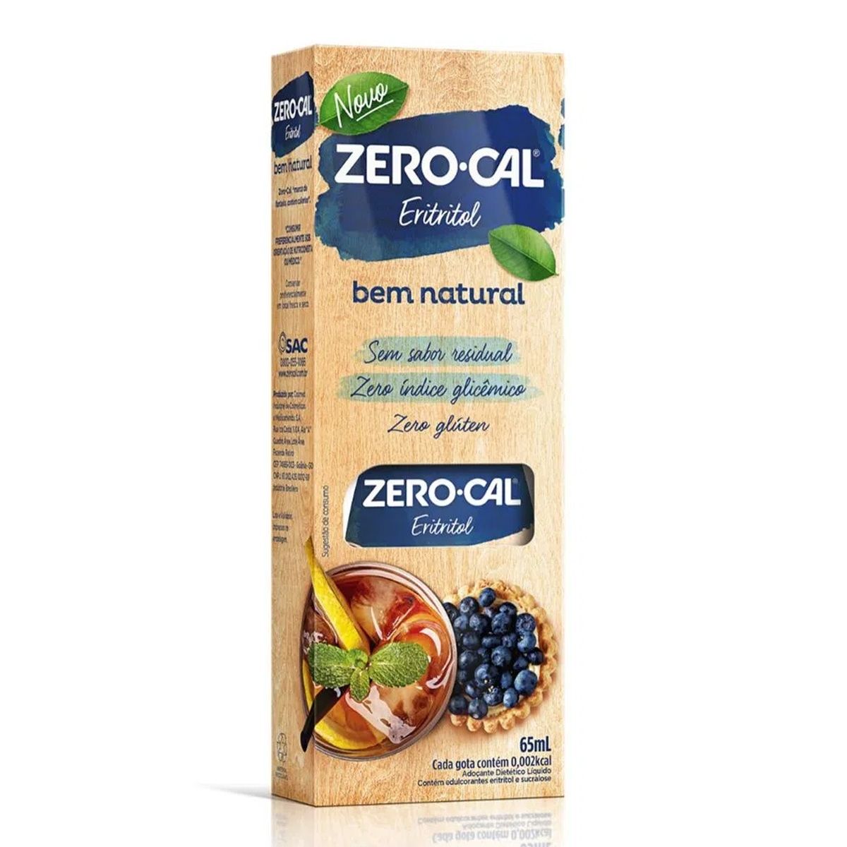Adoçante Líquido Eritritol Gotas Com 65ml Zero-Cal - Drogaria Minas-Brasil