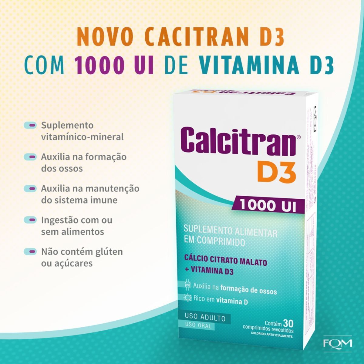 Calcitran D3 1000ui 30 Comprimidos: Preço e para que serve