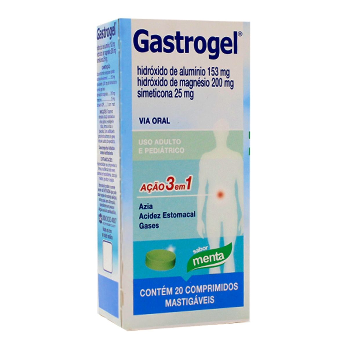 Gastrogel 20 Comprimidos Mastigáveis Sabor Menta Medquímica: Preço e ...