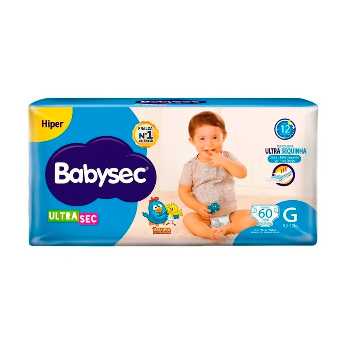Fralda Babysec Ultrasec Hiper Galinha Pintadinha G Com 60 Unidades ...