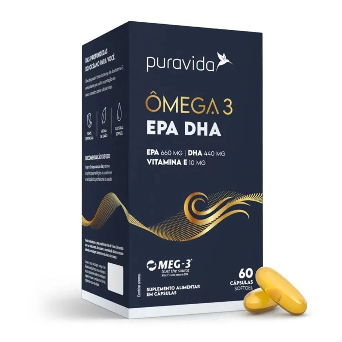 Suplemento alimentar Puravida Ômega 3 EPA DHA 60 cápsulas - Drogaria ...