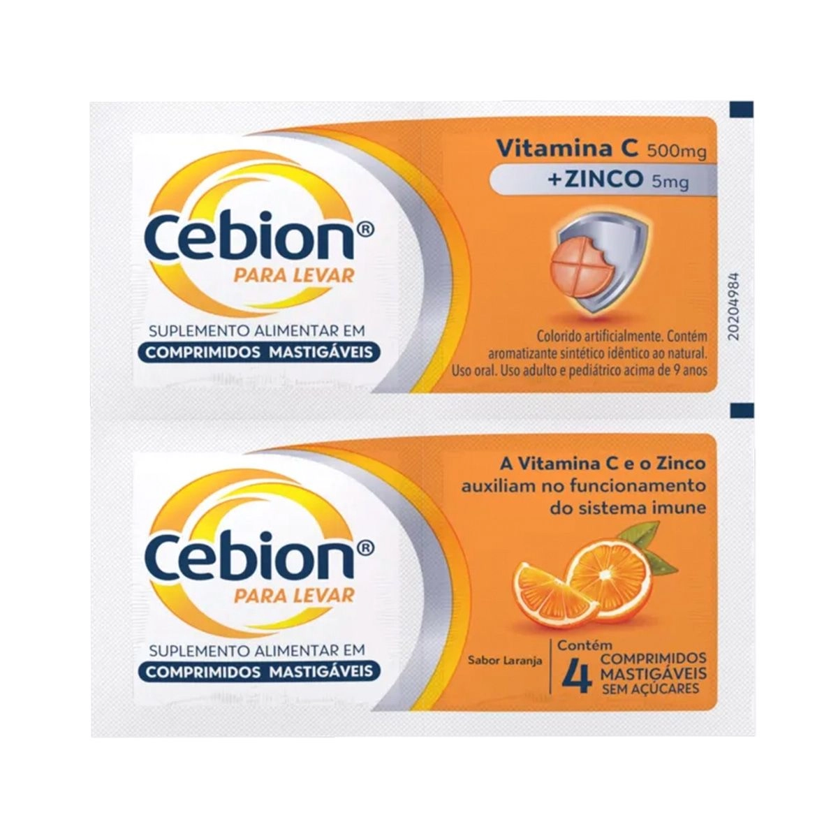 Cebion Mastigável Vitamina C E Zinco 4 Comprimidos: Preço e para que serve