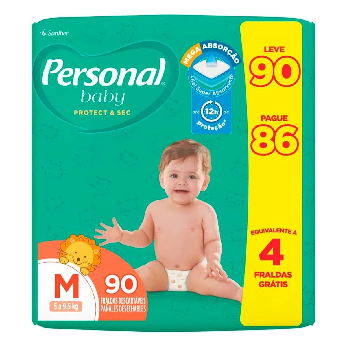 Fralda Personal Baby Protect e Sec Tamanho M Com 90 Fraldas - Drogaria ...