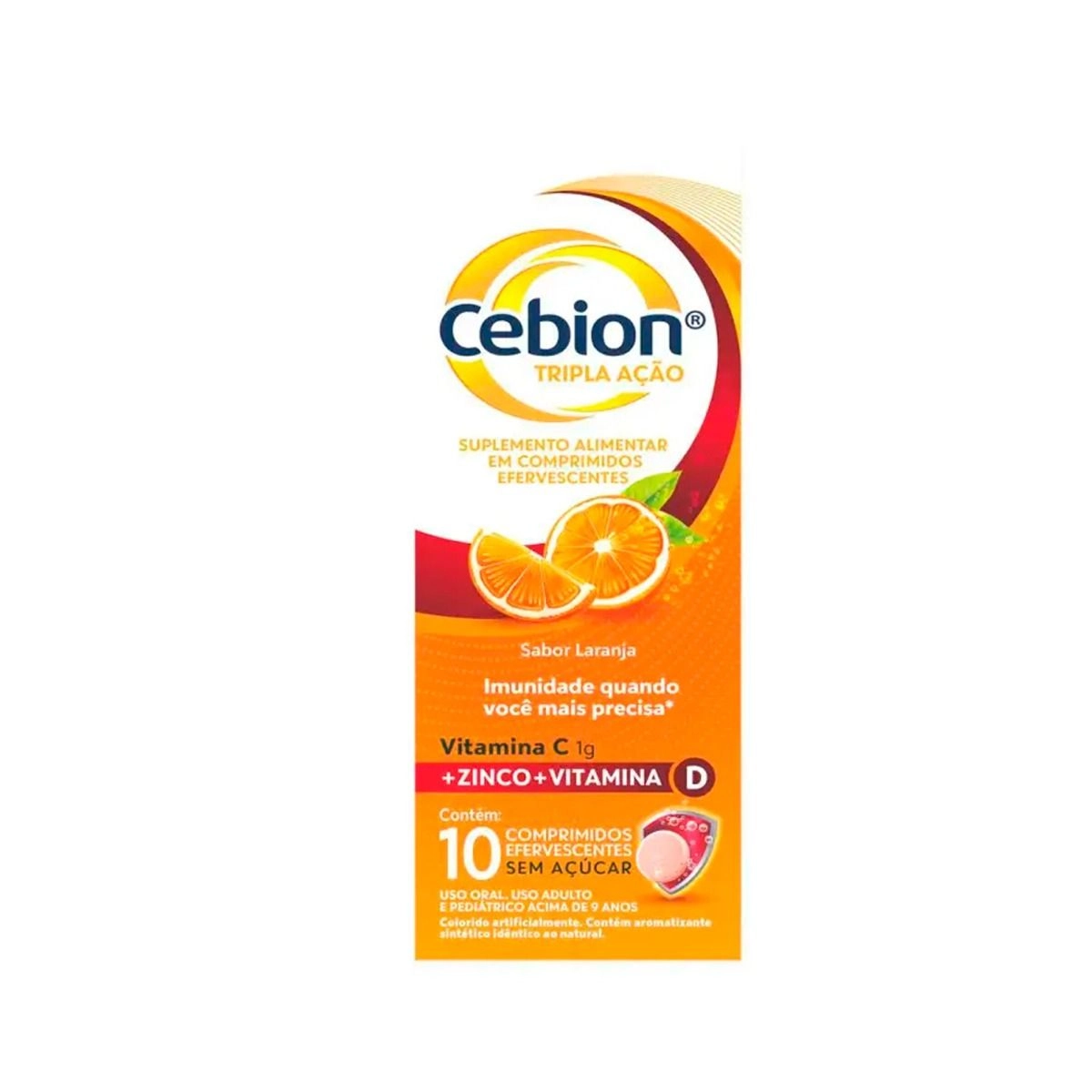 Vitamina C Efervescente Cebion Sabor Laranja Tripla Ação 10 comprimidos ...