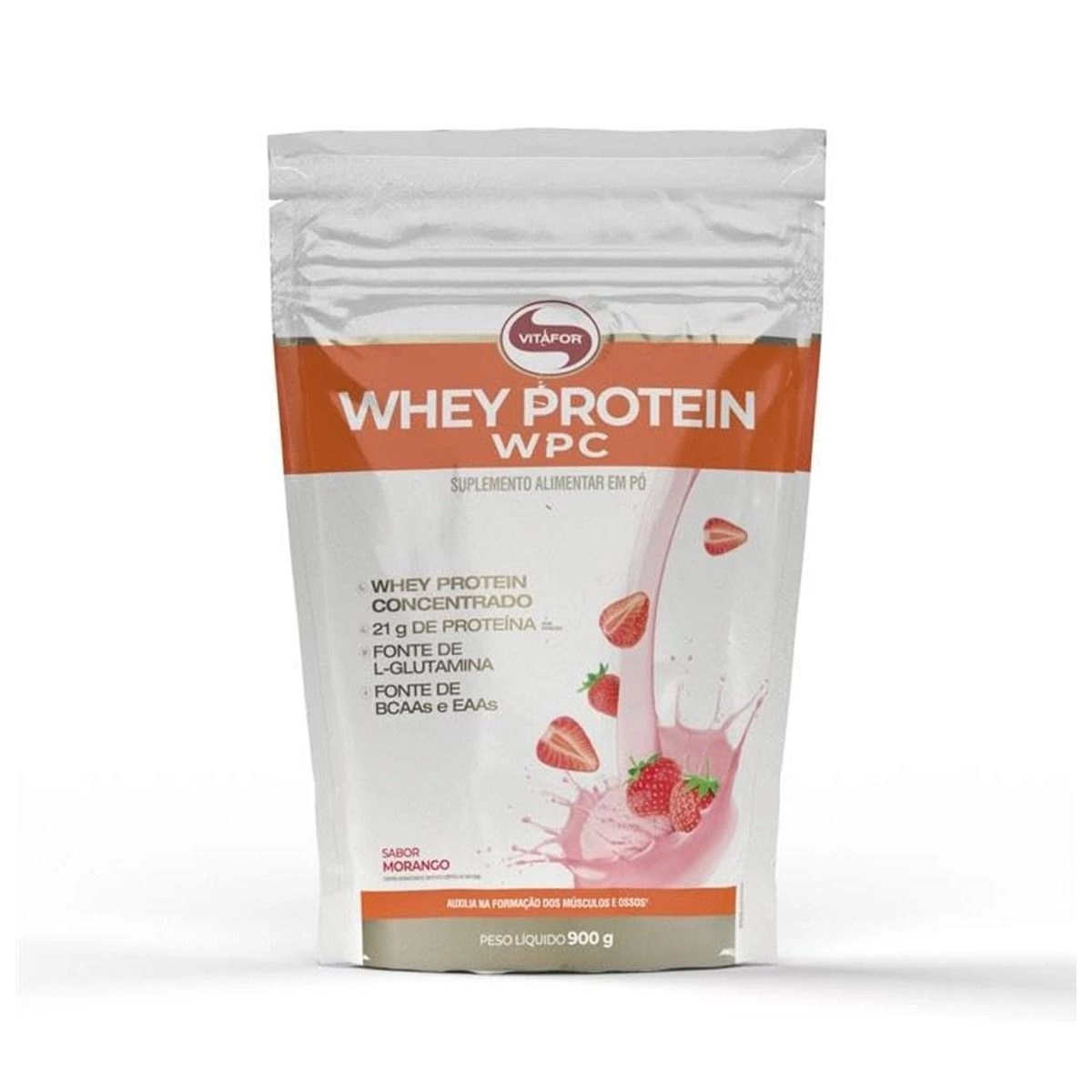 Whey Protein WPC Morango 900g Vitafor - Drogaria Minas-Brasil