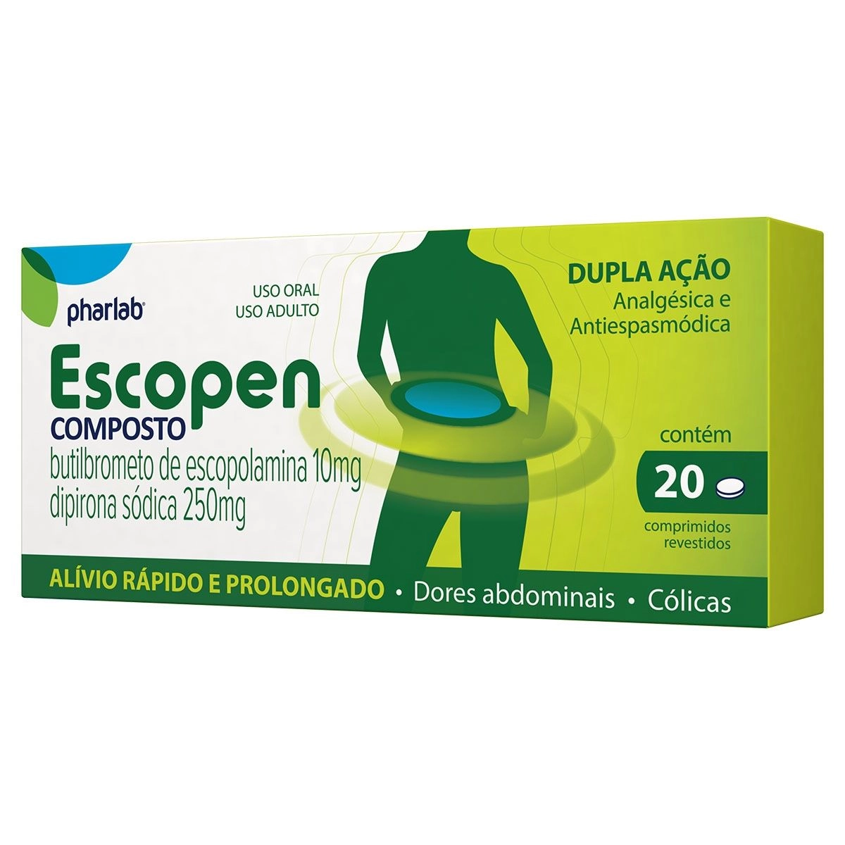 Escopen Composto 10mg + 250mg 20 Comprimidos: Preço e para que serve
